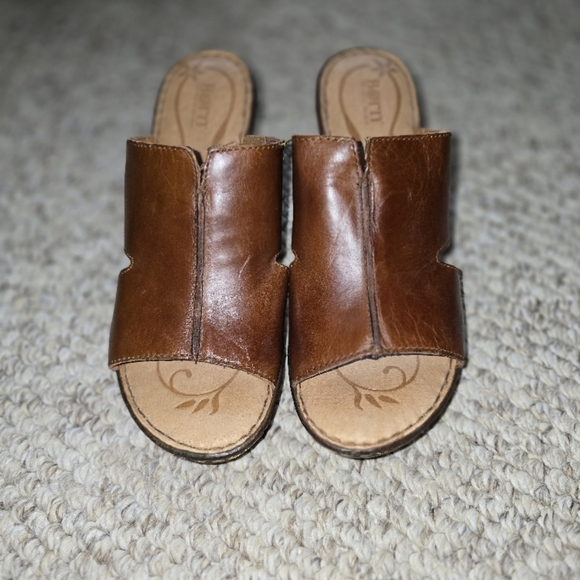 Born | Shoes | Born Brown Leather Slide Sandals | Poshmark